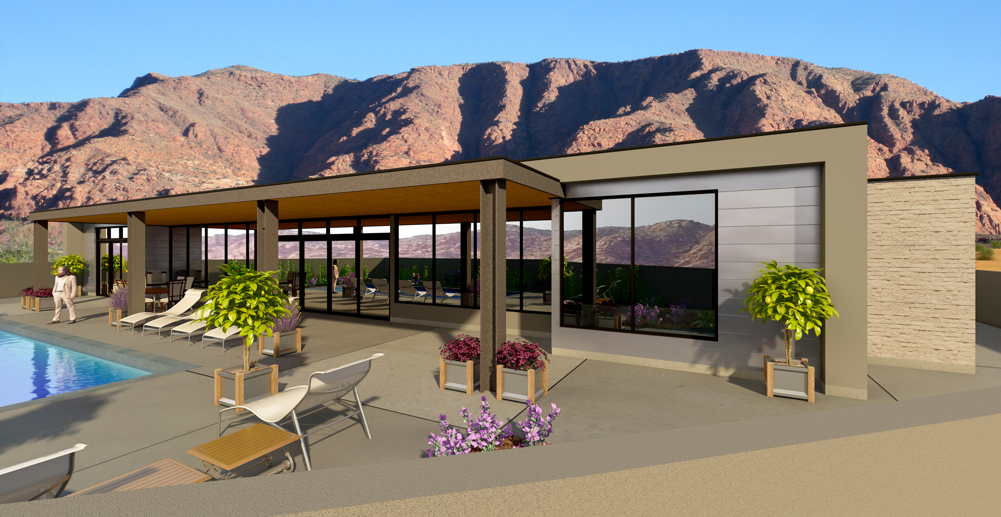 Architectural Rendering - Contemporary Desert Oasis