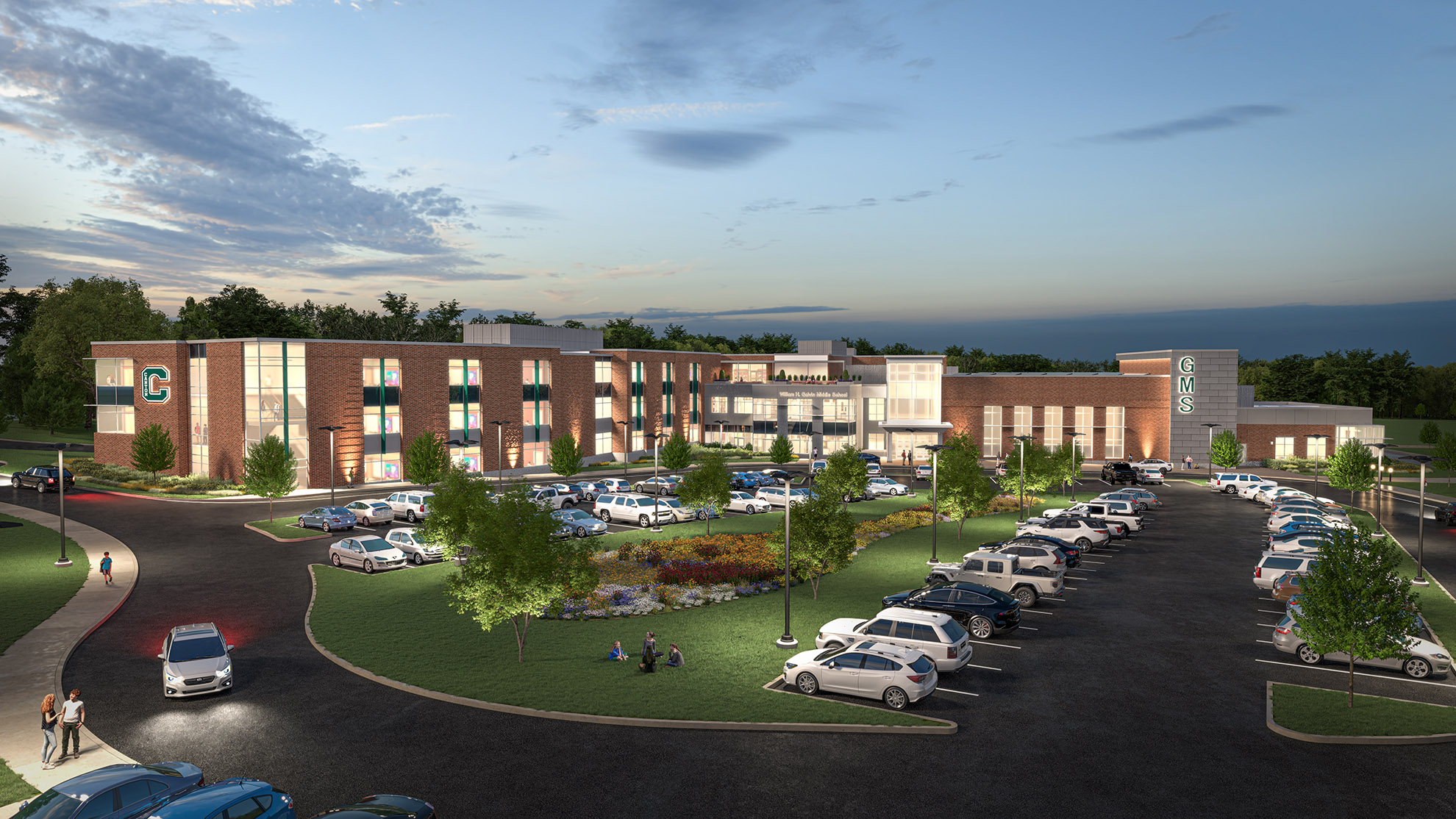 Middle School at Dusk - XR3D Studios